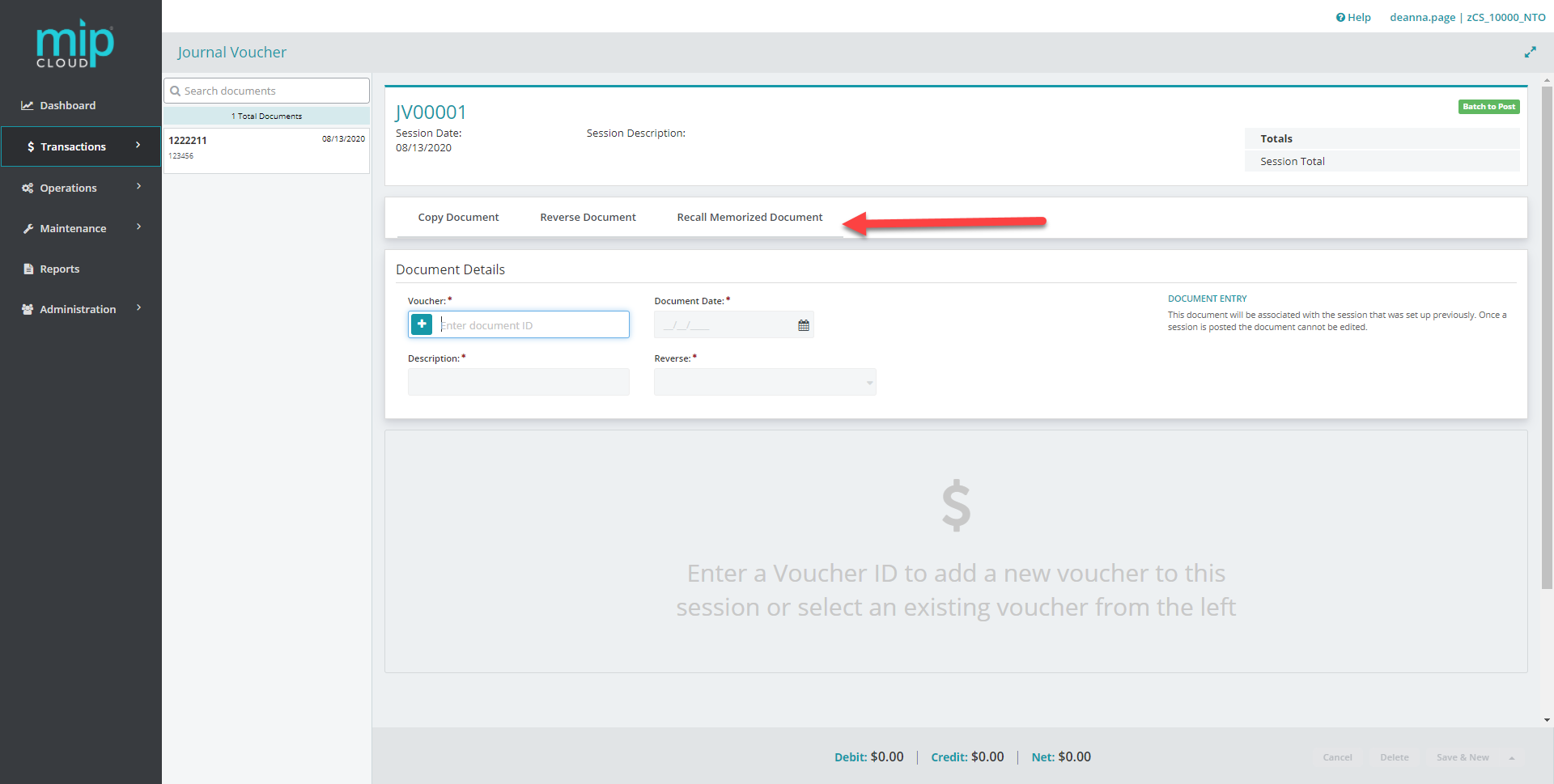 How Do I Memorizerecall Memorized Transactions In Mip Cloud Knowledgebase Home